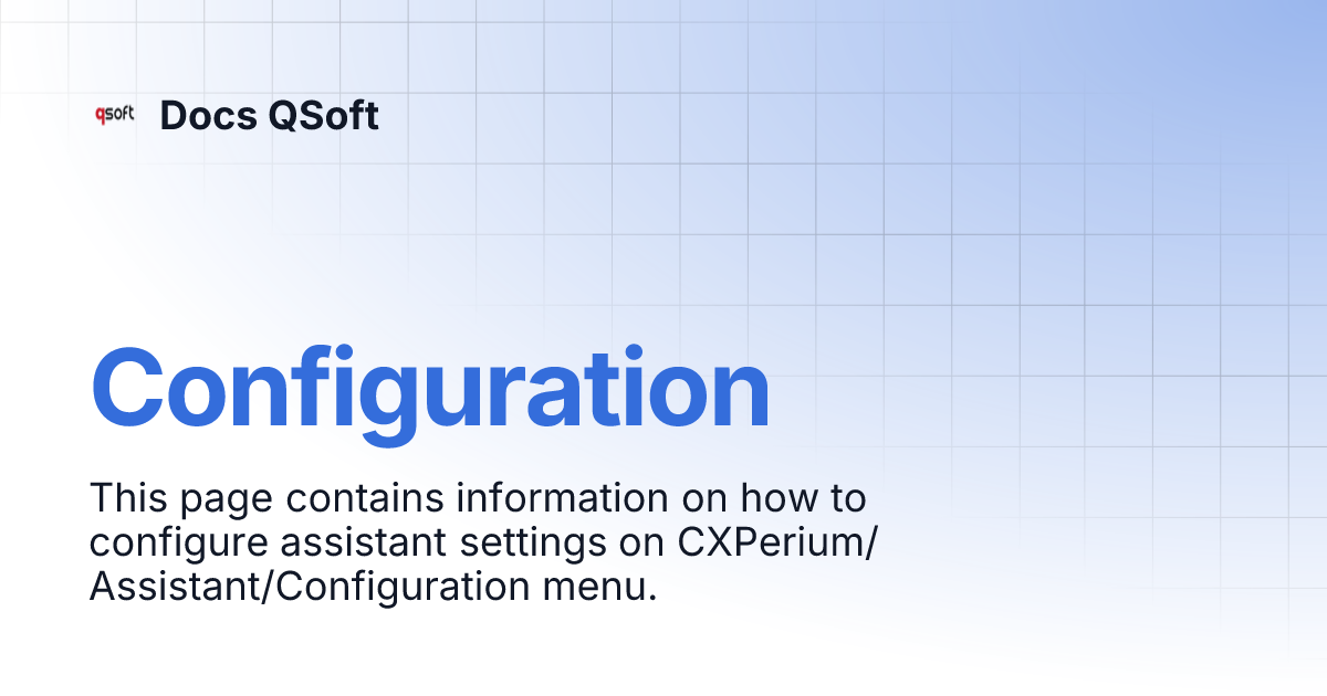 Configuration | Docs QSoft